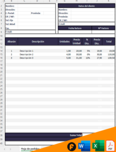 HOJA DE PEDIDO - Descarga y rellena [Xlsx GRATIS]